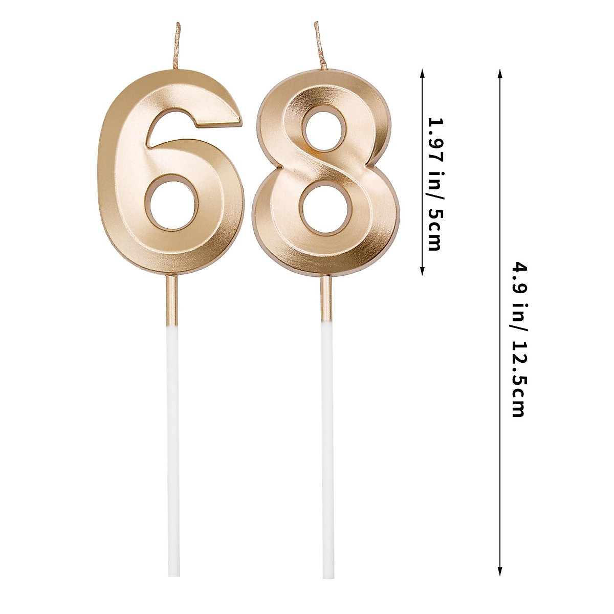 Champagne Gold 68th & 86th Birthday Candles for Cakes, Number 68 86 Candle Cake Cupcake Topper for Birthday Anniversary Party Decoration