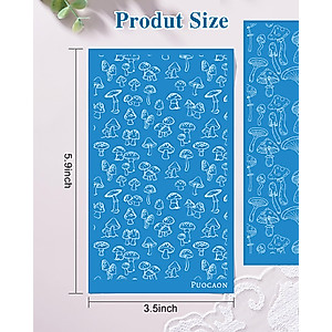 Puocaon Fall Clay Silk Screen - 6 Pcs Reusable Silk Screen Stencils for Polymer Clay Jewelry, Mushroom Boho Hand-Painted Clay Silk Screen Stencils for Jewelry Earrings Making, Mystic Clay Silk Screen