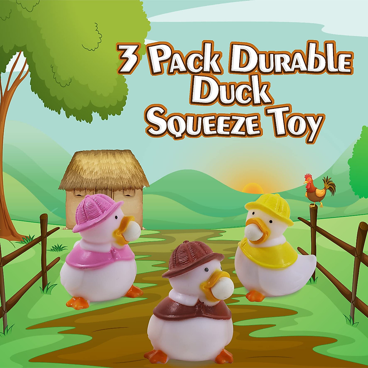 LAKIGATE Fidget Toys,Cute Duck Squishy Toys,3 Pack,Fidgets for Kids and Adults,Squishies for Autism, ADHD and Quitting Bad Habits,Non-Toxic