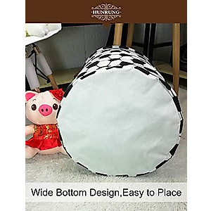 HUNRUNG Laundry Hamper,Large Canvas Fabric Lightweight Storage Basket Toy Organizer Dirty Clothes Collapsible Waterproof for College Dorms, Children Bedroom,Bathroom（Roud-Football）
