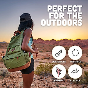 Pitch and Trek Female Urination Device, Silicone Standing Pee Funnel w/Discreet Carry Bag, for Travel, Road Trip, Festival, Camping & Hiking Gear Essentials for Women, Pink