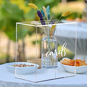 Hooqict Clear Acrylic Wedding Card Box with Slot Large Blank Gift Card Boxes for Reception, Party, Wishing Well, Money Box Holder, Graduation Decorations, Baby Shower