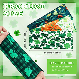 Giegxin 10 Pcs Halloween Headband for Women Wide Knotted Elastic Pumpkin Hairband Skull Head Cosplay Halloween Decoration(Shamrock)