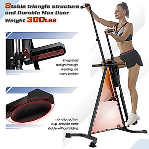 Sportsroyals Vertical Climber, Folded Climbing Cardio Exercise Equipment Full Body Workout for Women Men, Stair Climber with 5 Height Adjustable