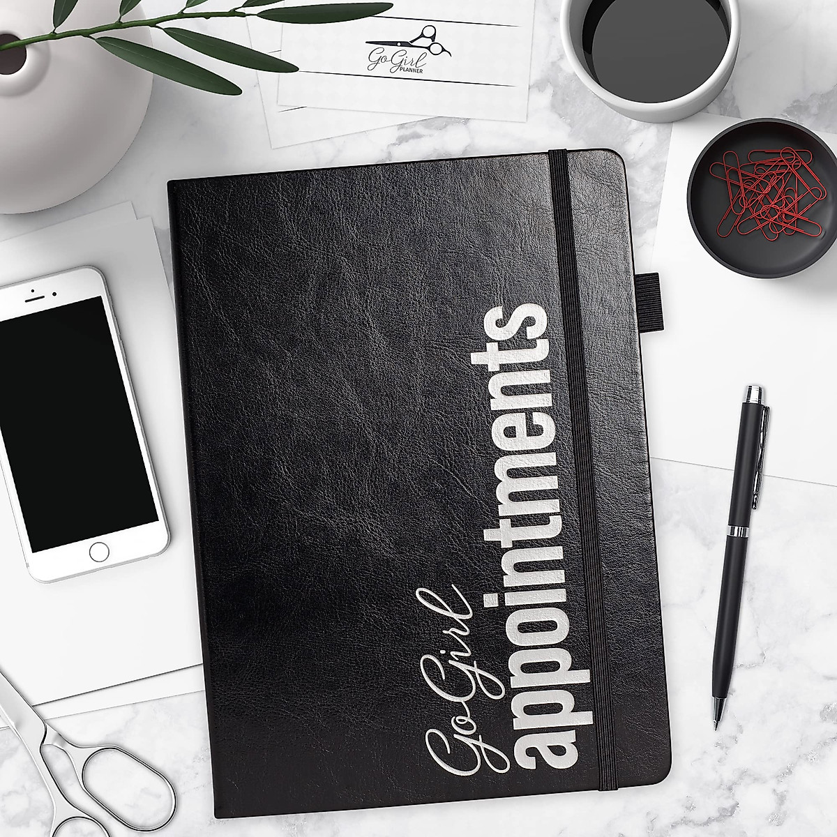 GoGirl Salon Appointment Book – Reservation Book for Beauty Salons, Spas, Hair Stylists, Estheticians – Appt Booking Planner, 7x10″ (Black)