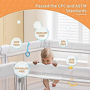 Baby Playpen for Babies and Toddlers, Extra Large Baby Gate Playpen with Door, 63"X47" Baby Play Yards with Soft Breathable Mesh, Baby Fence Play Area (63"X47"X27")