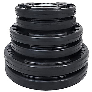 Signature Fitness Olympic 2-Inch Cast Iron Weight Plate for Strength Training and Weightlifting, Style #4, 35LB Set