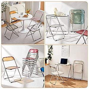 KAIHAOWIN Luxury Modern Transparent Folding Chair Acrylic Folding Chairs-Acrylic Ghost Stackable Crystal Seat-PC Plastic Living Room Seat-Chrome Frame Accent Side Chair (Clearing)