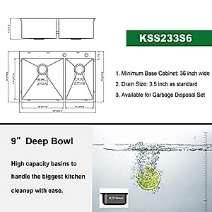 33 Kitchen Sink Drop In - Kichae 33 Inch Kitchen Sink Double Bowl 60/40 Stainless Steel 18 Gauge Drop In Top Mount Overmount Kitchen Sink Basin