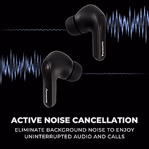 Panasonic ErgoFit True Wireless Earbuds with Noise Cancelling, in Ear Headphones with XBS Powerful Bass, Bluetooth 5.3, Charging Case - RZ-B310W