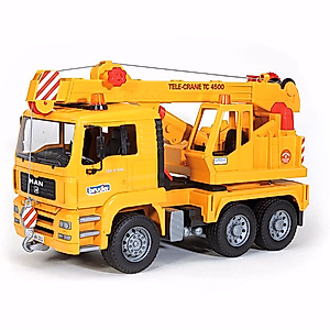 Bruder 02754 Man Crane, 1:16 Scale Toy Truck for Construction Pretend Play