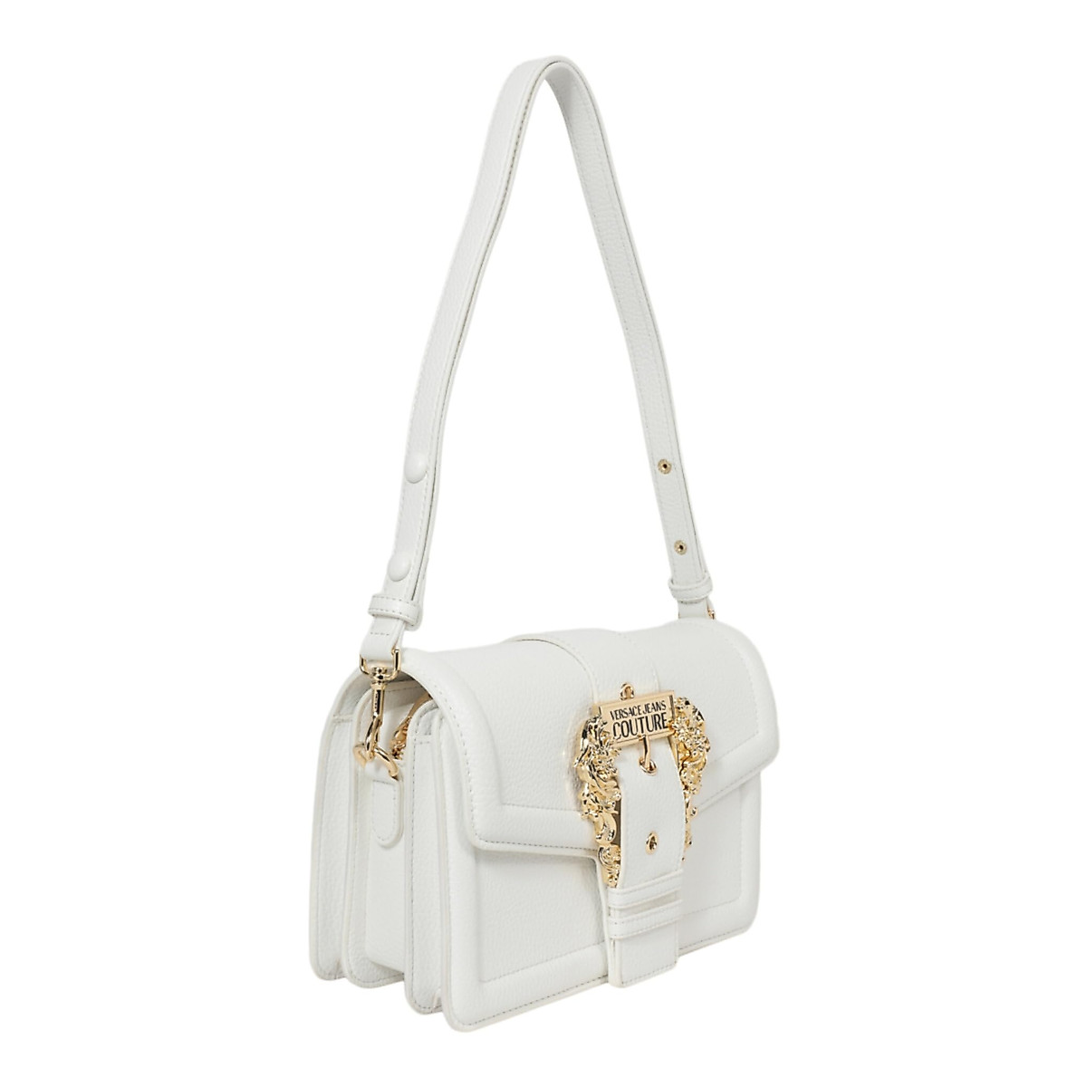 Borsa A Spalla Versace Jeans Couture In Pelle Vegana Bianca