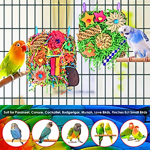 KATUMO Bird Toys, Parrot Grass Mat Foraging Wall Toys Parakeet Shredder Toys for Cockatiel, Conure, Lovebird, Budgie, Parakeet Small Medium Birds