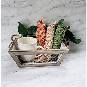 Crochet Kitchen Dish Cloths Fall Harvest Green Beige Orange Yellow Wash Cloth Crochet Cotton Dishcloths Set of 3