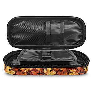 AQYAPTOIY Maple Leaf Kids Pencil Case for Boys Girls Fall Pencil Pouch,Cute Cat Pencil Pouch Organizer for Preschool Children Pencil Container for Toddler Niñas Pencil Bag