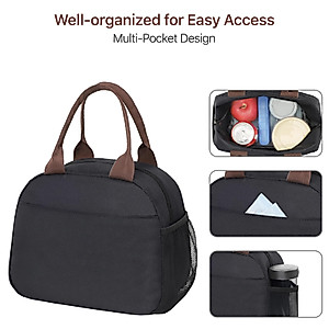 Lunch Bag, Bagseri Insulated Lunch Tote Bags for Women Men, Portable Reusable Adult Lunch Cooler Bag Thermal Organizer, Water-resistant Lining (Dark Grey)