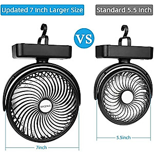 Camping Fan with LED Lights 7-Inch, Rechargeable 5000mAh Tent Fan Battery Operated/USB Personal Fan for Camping RV BBQ Travel Home Office Desk Indoor Outdoor...