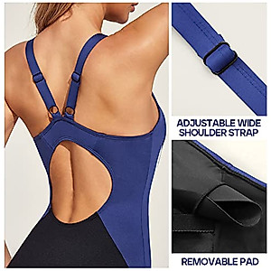 Ewedoos One Piece Athletic Swimsuit for Women Adjustable Strap Bathing Suit Tummy Control Swimming Suits Swimwear