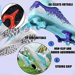 MEBMAY Classic Men's Soccer Cleats High-Top Comfortable Wearable Spikes Soccer Boots for Kids Outdoor Women's White Sports Football Boots Natural Grass