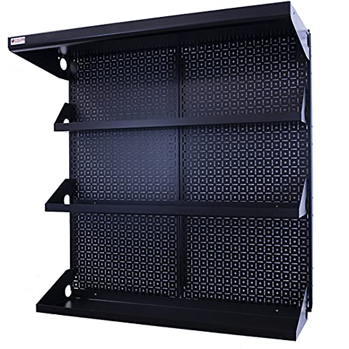 OmniWall Metal Pegboard Shelving Organization System Shelving Kit 32" x 32" Modular Pegboard- Panel Color: Black Accessory Color: Black