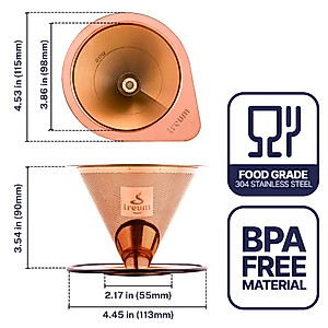 ireum Gourmet Pour Over Coffee Maker – Twill-Mesh, Paperless, Pour Over Drip Coffee Filter & Nonslip Silicone Base (1~2 Cup, 8oz.)