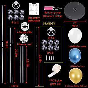 TONIFUL 4 Set Table Centerpiece Balloon Stand Kit Include Blue White Gold Confetti Balloons Prefect for New Year 2025, Birthday Table Decorations,Class of 2025 Graduation,Baby Shower,Party Decorations