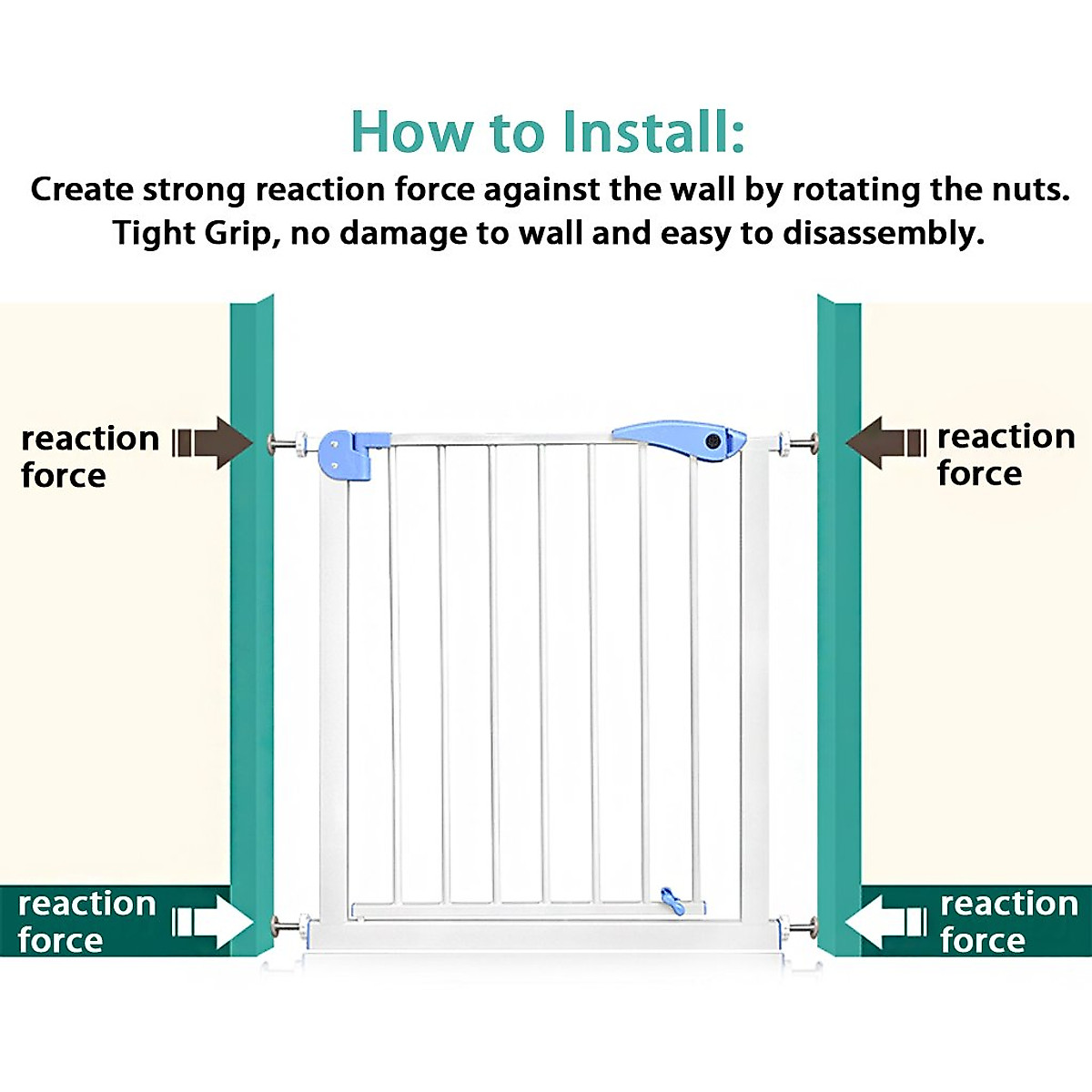 OwnMy M10(10mm/0.39") Gate Adapter 4PCS Gate Threaded Spindle Rod Accessory Pressure Gate Replacement Parts Screw Mounted Bolts Kit for Pets Gates Stair Railing Gates, White