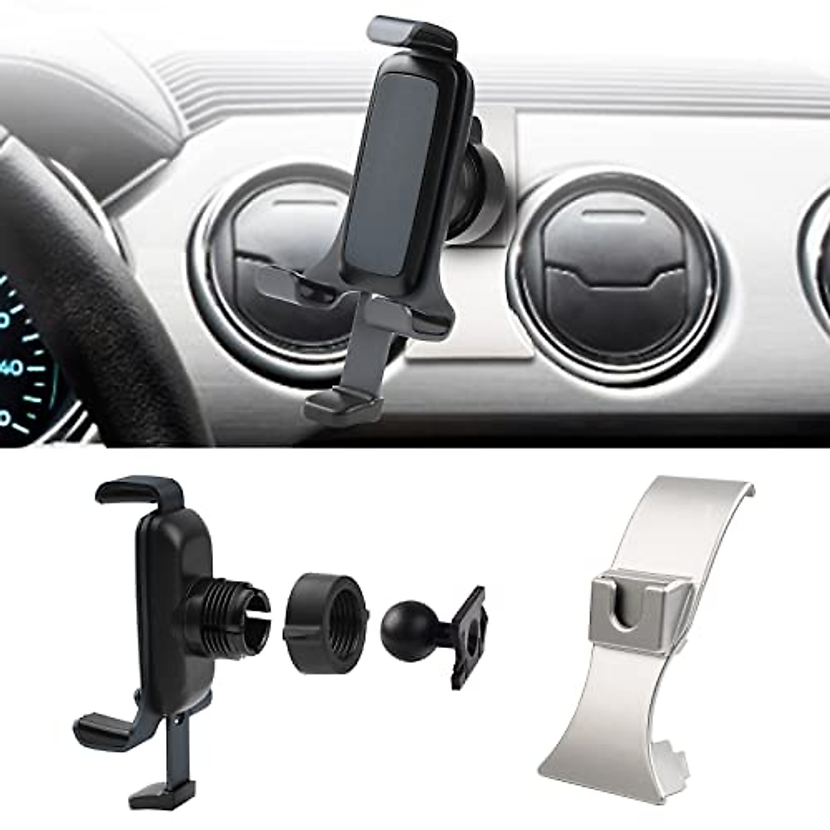 Sunsdrew Car Phone Holder Custom Fit for Ford Mustang 2015-2022 (Not for EcoBoost/Mach-E) Air Vent Cell Phone Mount for iPhone All iOS Android Smartphones