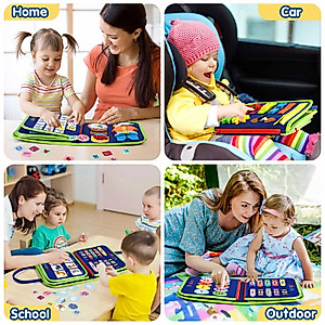 Winblo Toddler Busy Board - Montessori Toys for 1-3 Year Old Boy Birthday Gift, Educational Learning Sensory Busy Book for Two Year Old Boys, Kids Ages 2-4 Activities Toy for Airplane Car Travel