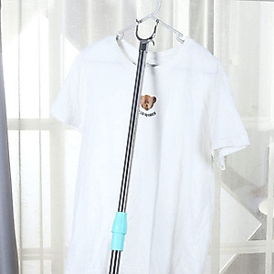 Cabilock Long Reach Stick Pole with Hook Reach Pole Hook Retractable Clothesline Prop Telescopic Handle Clothing Hook Garment Pole Stainless Steel Clothes Rod Laundry Hanging Assist Tool