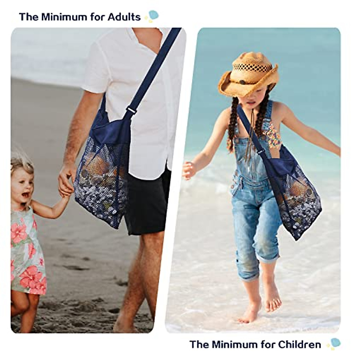 Rimobul Sand Away Beach Treasures Seashell Pocket Mesh Bags - Set of 4(Large)