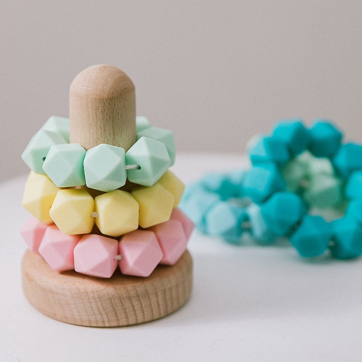 Baby Stacking Toys Silicone Stacking Ring Stacker Toddler Teething Toy Montessori Senses Educational Learning