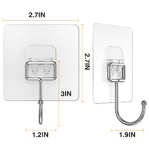 Ninth Five 18Pack Large Adhesive Hooks, 33lb Heavy Duty Ceiling Wall Door Hanging Hooks, Stainless Steel Towel and Coats Hooks for Window Home Kitchen Office