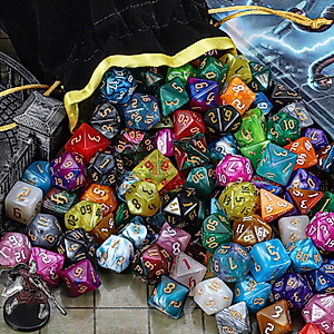 CiaraQ Polyhedral Dice Set with Black Pouches, Compatible with Dungeons and Dragons DND RPG MTG Table Games