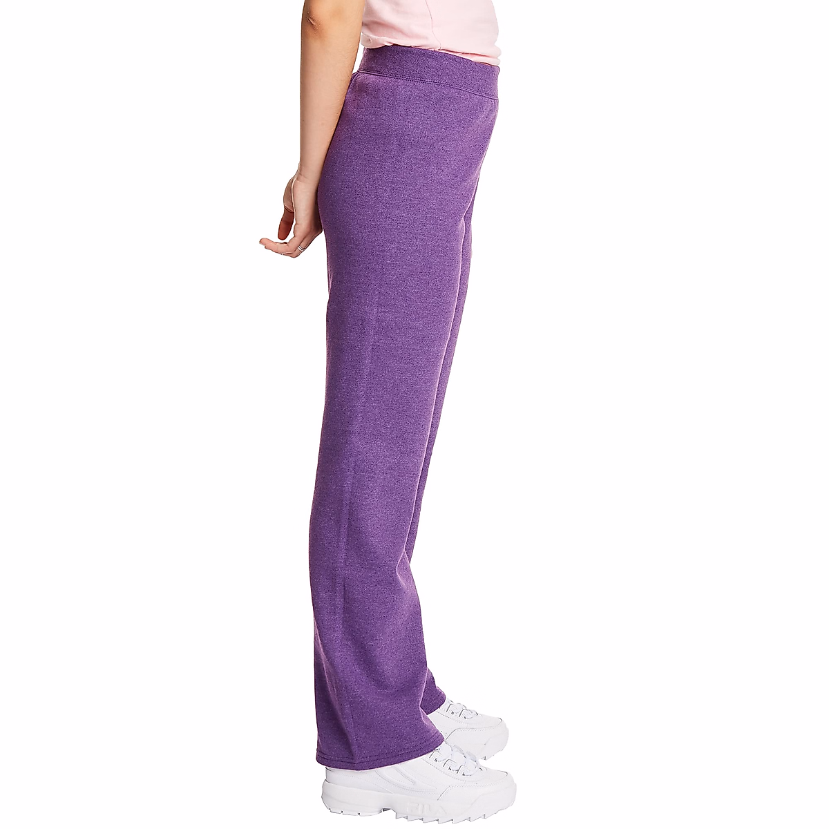 Hanes Women's EcoSmart Open Bottom Leg Sweatpants,Violet Splendor Heather,Medium