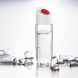 Asobu Simply Clear Insulated Glass Water Bottle/Travel Mug, 14-Ounce, Red