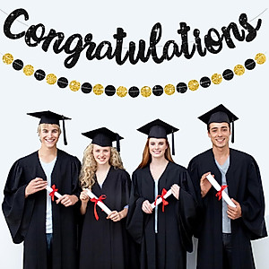 BEISHIDA Black Congratulations Banner(NO-DIY),2024 Graduation Banners, Grad Congrats Class of 2024 Party Supplies,Garland for Congratulation Graduation,Wedding,Retirement Party Decor