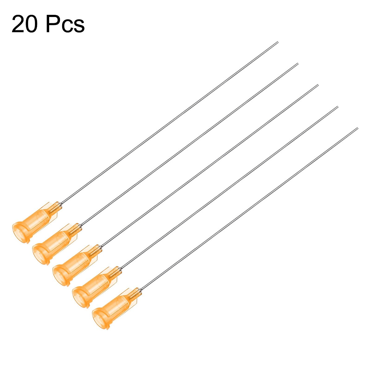 uxcell 20 Pcs 25G Plastic Dispensing Needles with Luer Lock, 4" Steel Needle Tube PP Heat-Resistant Plastic Blunt Tip for Liquid Glue Gun, Orange