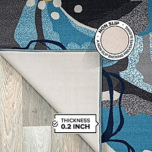 Rugshop Contemporary Gray-Blue Large Floral Non-Slip Area Rug 5' x 7' - Stylish Accent