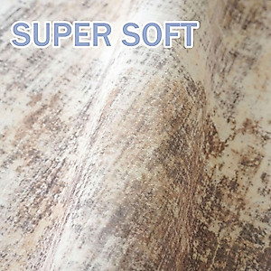 IOHOUZE Small Abstract Area Rug 2x3 Ft Entryway Rug Washable Door Mat Indoor Entrance, Non Slip Throw Rug, Printed Faux Wool Front Door Rug for Foyer Kitchen, Beige Brown