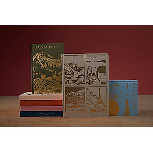 DesignWorks Ink Suede Cloth Hardcover Journal Notebook with 240 Lined Pages and Satin Ribbon Marker for Work, Writing - Anderson Design World Travel San Miguel De Allende Mexico Blue Gold (JB86-2026AD)