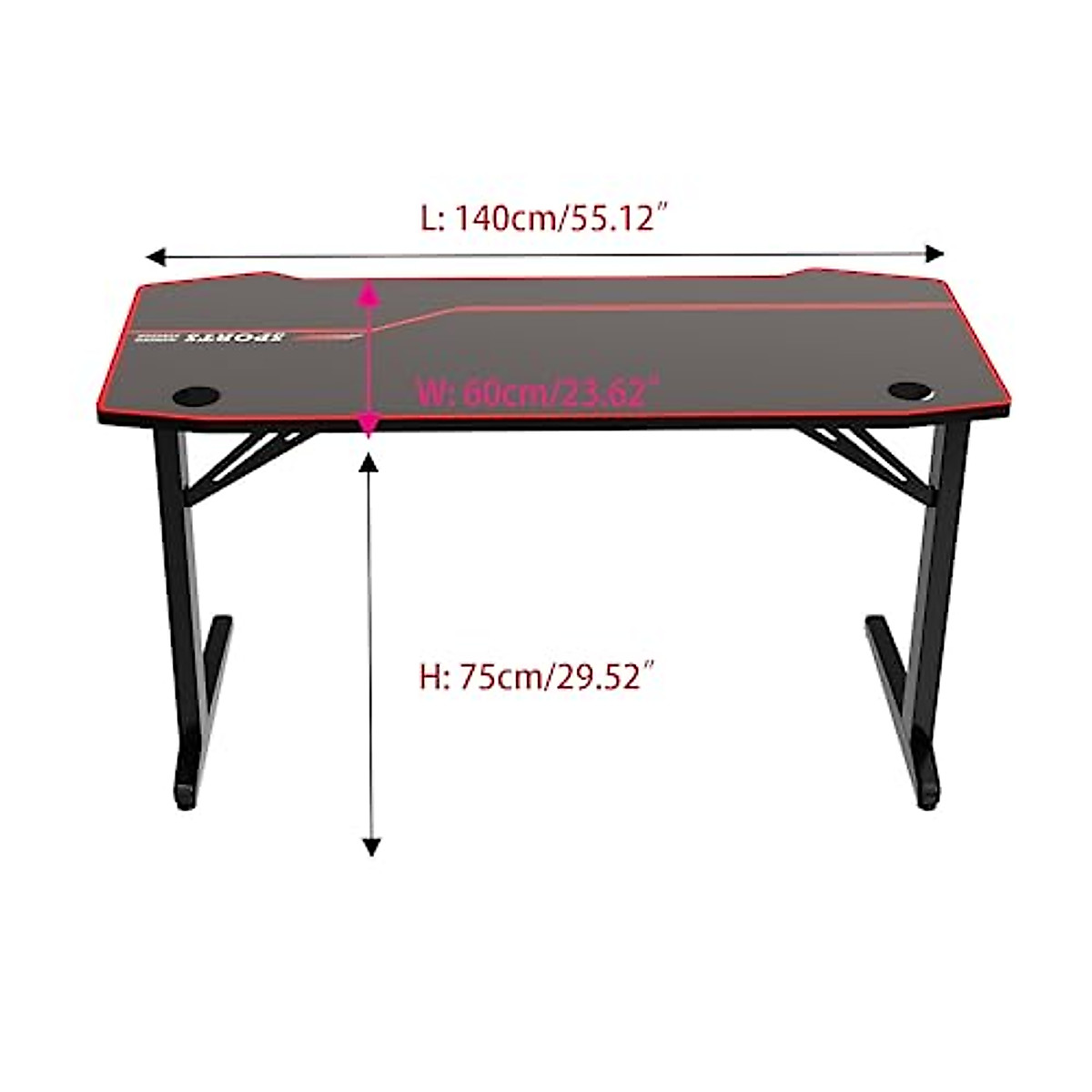 GoBoMoM Gaming Desk Computer Desk 55 Inch, with Carbon Fiber Surface and Big Mouse Pad for Home Office Desk, Table Workstation, Student PC Desk, Writing Desk, Large Gamer Work Desk