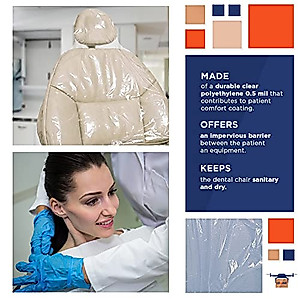 EZGOODZ Disposable Chair Covers 29" x 80", Pack of 125 Full Plastic Dental Chair Covers 0.5 Mil Polyethylene, Durable Dental Disposable Covers for Hospitals, Salons