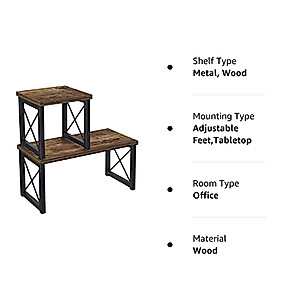 Honiter Wood Desktop Shelf, Freestanding Small Bookshelf Desk Supplies Organizers, 2 Tier Independent Stackable Desk Organizer, Desktop Organizer Office Storage Rack Adjustable Wood Display Shelf