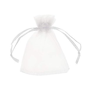 Volanic 50PCS 3X4 Inch Sheer Drawstring Organza Gift Bag Jewelry Pouch Party Wedding Favor Candy Bags Christmas White