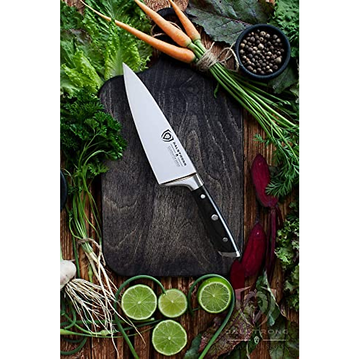 Dalstrong Gladiator Elite Series Forged High Carbon German Steel Chef Kitchen Knife with Black G10 Handle, 6 Inches, Sheath Included