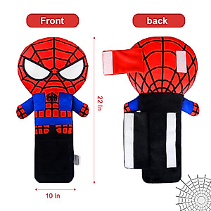 Seatbelt Pillow Cover for Kids, Stuffed Soft Plush Spidery Travel Pillow in Car, Detachable Protectors for Head Neck and Shoulder, Universal Carseat Strap Cushion Pads for Child Baby People Adults