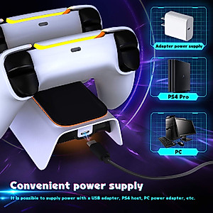 A-VIDET Upgraded PS5 Controller Charger, PS5 Controller Charger Compatible Playstation 5 Charging Station Dock with LED Indicator, Safety Chip Protection, Dual USB Fast Charging