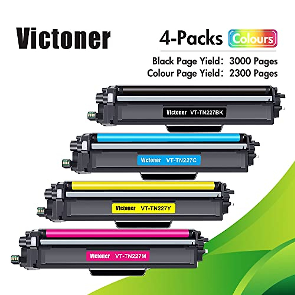 VICTONER Compatible Toner Cartridge Replacement for Brother TN227 TN 227 TN223 TN-227 TN227BK HL-L3270CDW MFC-L3770CDW MFC-L3750CDW HL-L3290CDW HL-L3210CW Printer High Yield (4 Pack TN-223BK/C/M/Y )