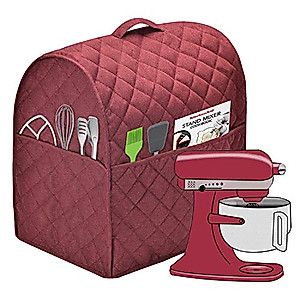Stand Mixer Cover compatible with Mixer, Fits All Tilt Head & Bowl Lift Models,Waterproof,Ease cleaning (Wine Red, Fits for 4.5-Quart and 5-Quart)
